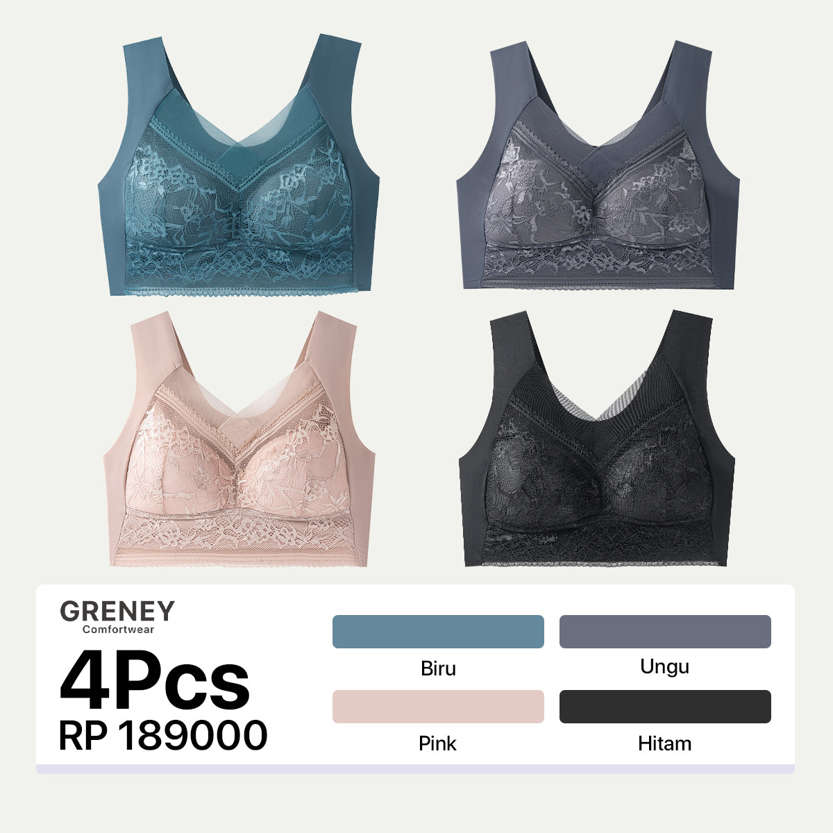 Bra Rompi Renda Bigsize 4Pcs – GRENEY